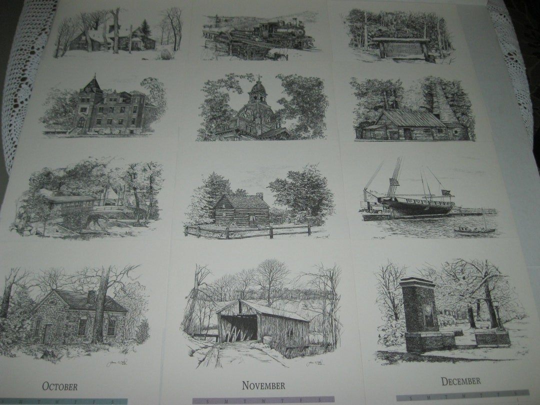 Vintage Pennsylvania Prints James E Sabol Frameable Calendar 1990 - Etsy