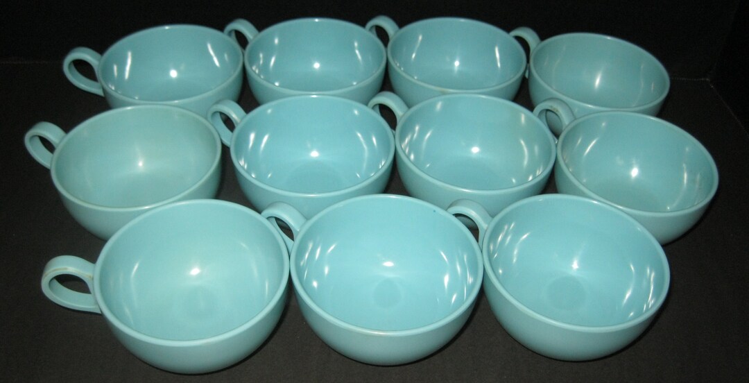 Turquoise Melmac Cups Aqua Blue Melamine Set of 11 - Etsy