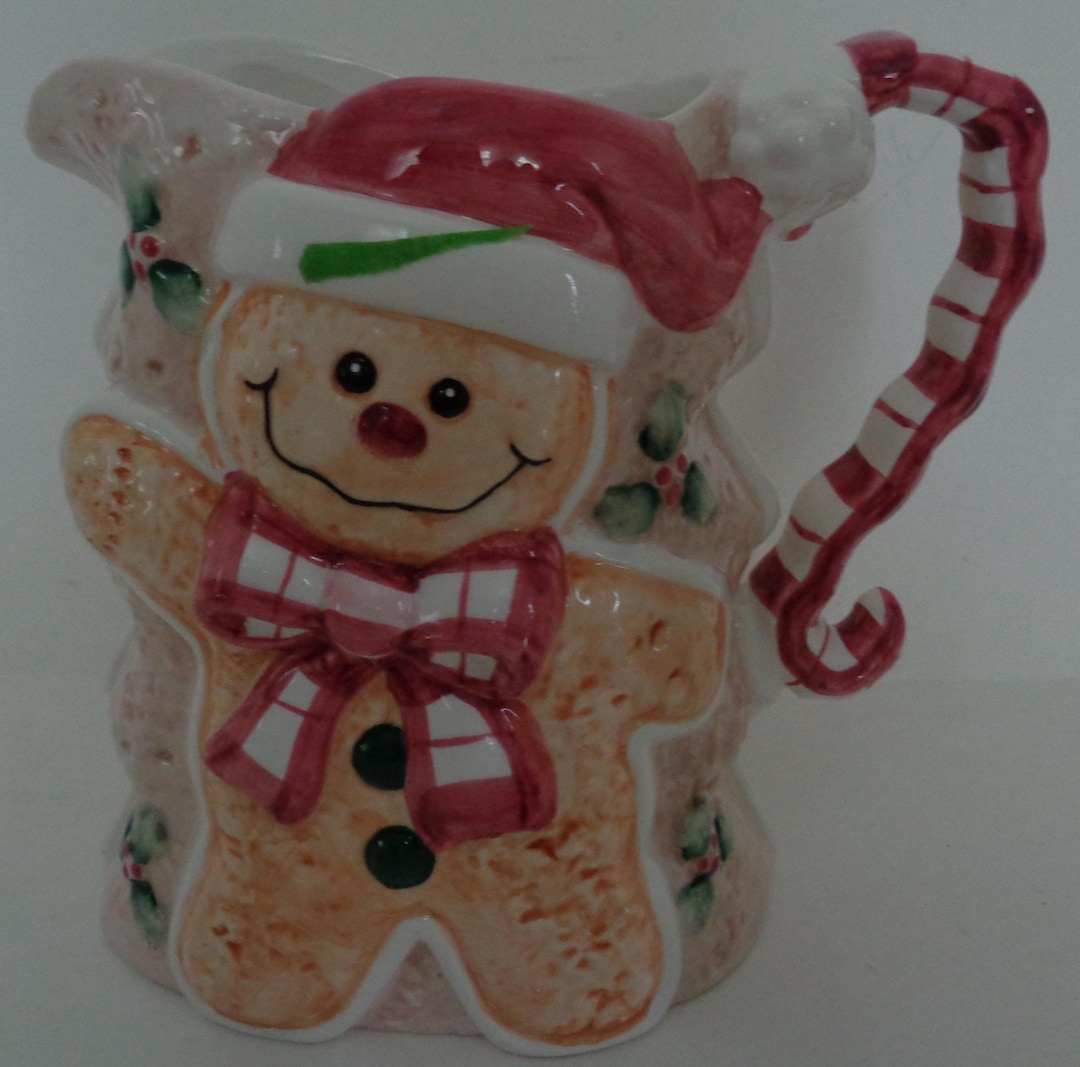 Vintage Gingerbread Man Pitcher Ceramic World Bazaar Christmas Holiday ...