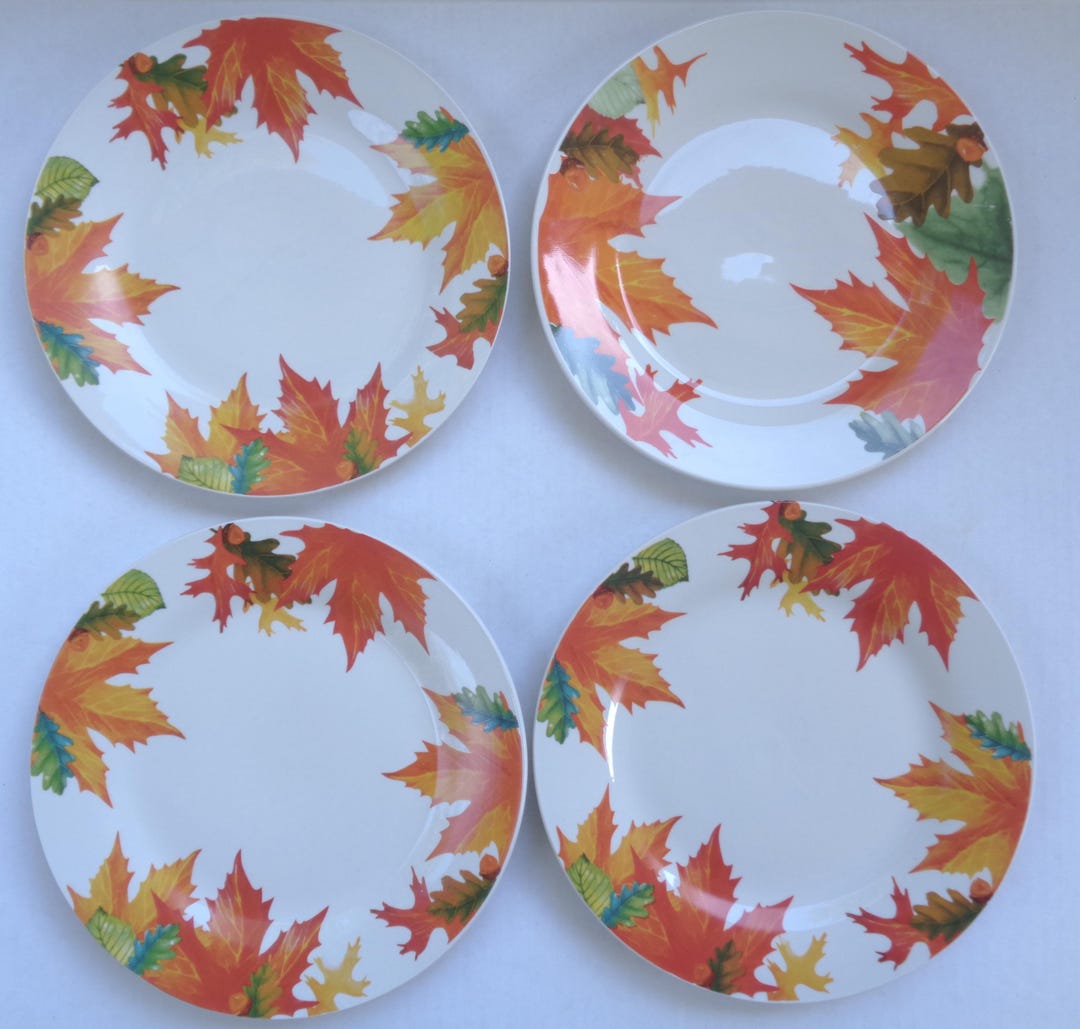 Vintage Royal Norfolk Dinner Plates Autumn Leaves Fall Thanksgiving Set ...