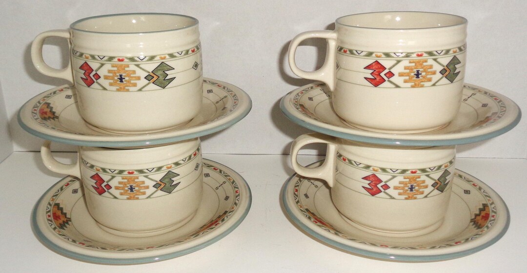 Aztec Southwest Cup & Saucer Sets - Timberline by Studio Nova - 4 Sets ...