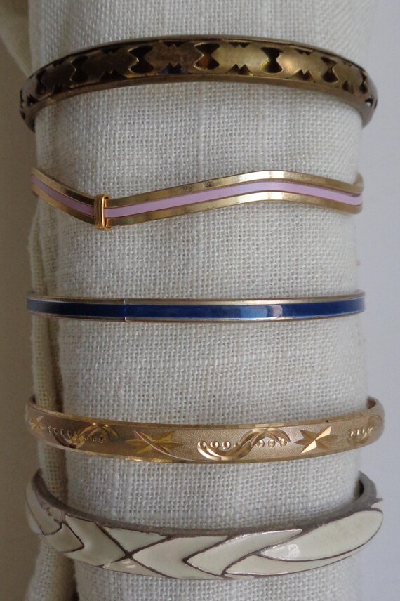 Vintage Bangle Bracelets - Lot of 5 - Gem