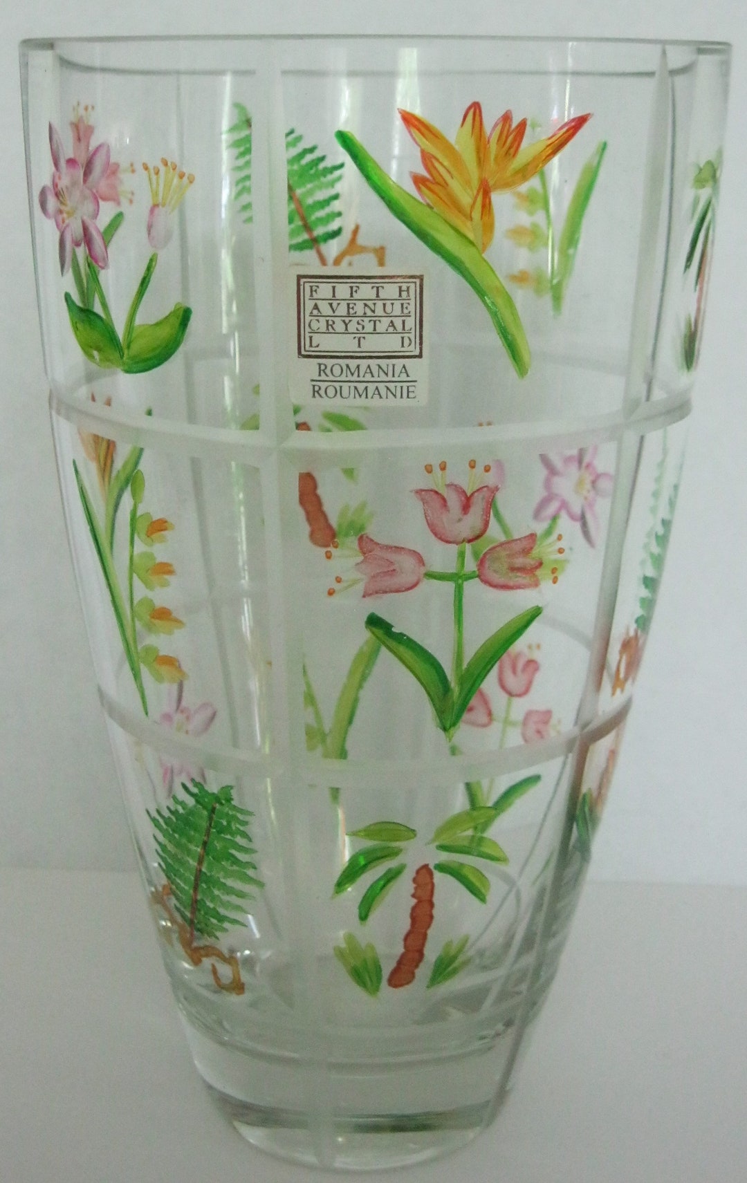 Vintage Romanian Crystal Vase Hand Painted Fifth Avenue Studio LTD - Etsy