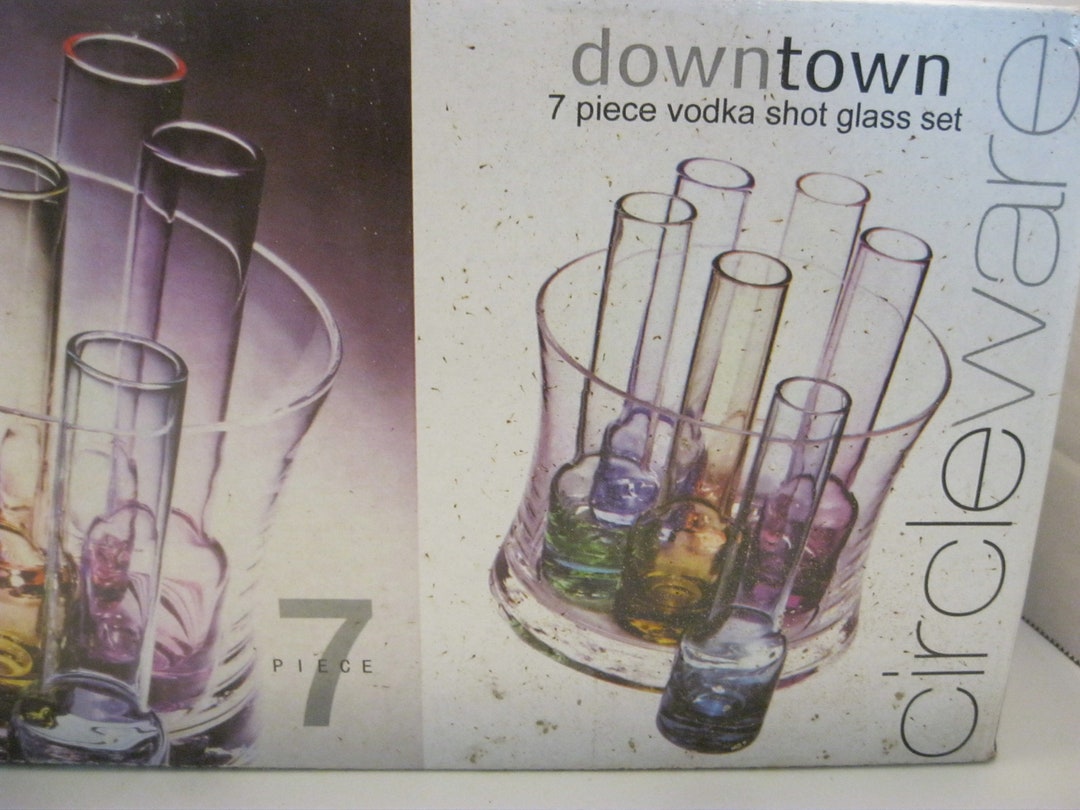 Vintage Colored Shot Glasses - Downtown Vodka Shot Glass Set - NIB - Etsy