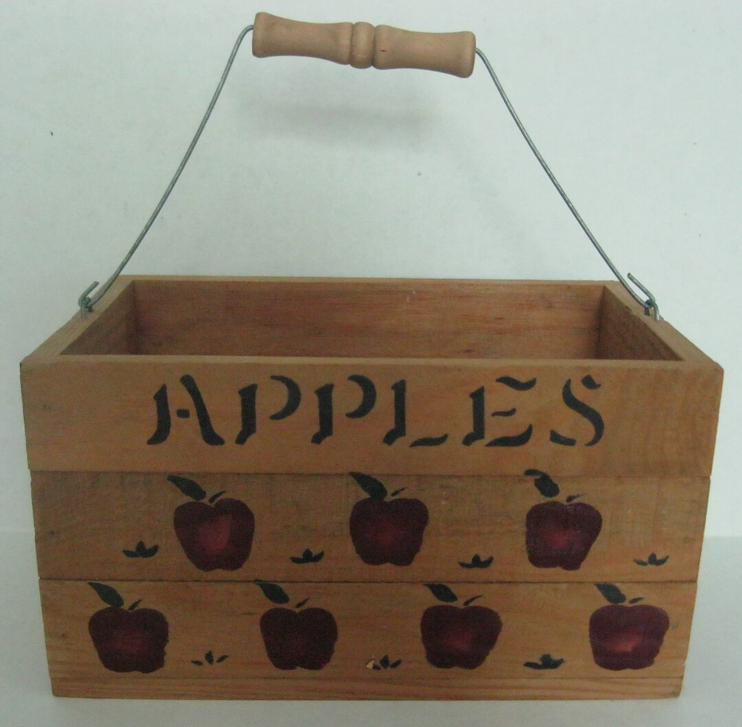 Vintage Wooden Farmhouse Box Hand Painted Apples - Etsy