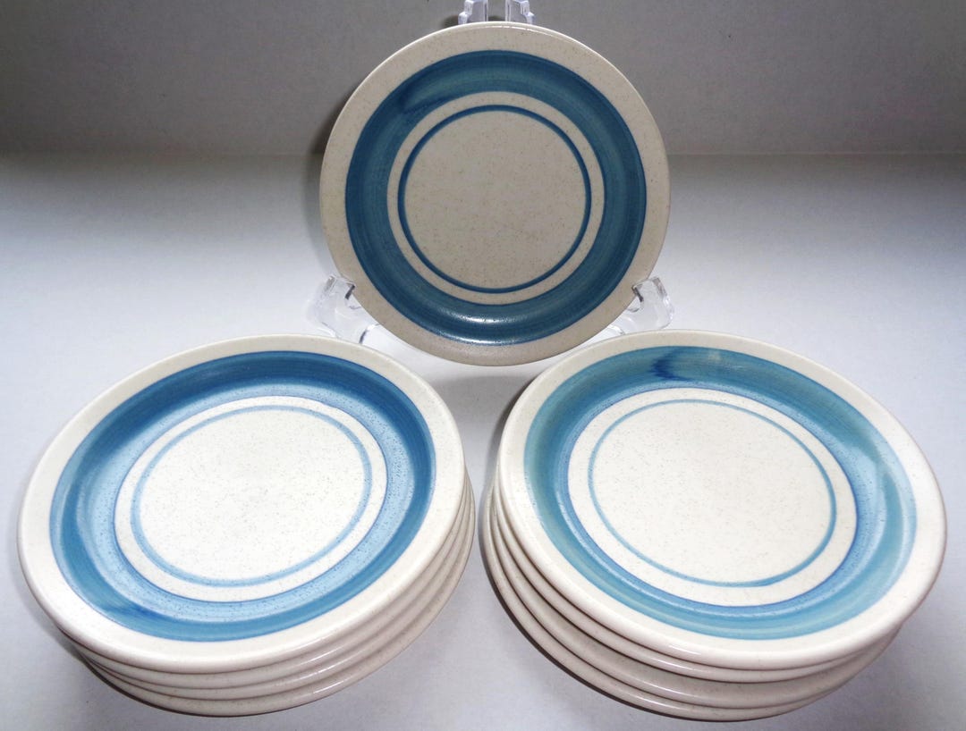Vintage Shenango China Restaurant Ware Blue Stripe Speckled 6.25 ...