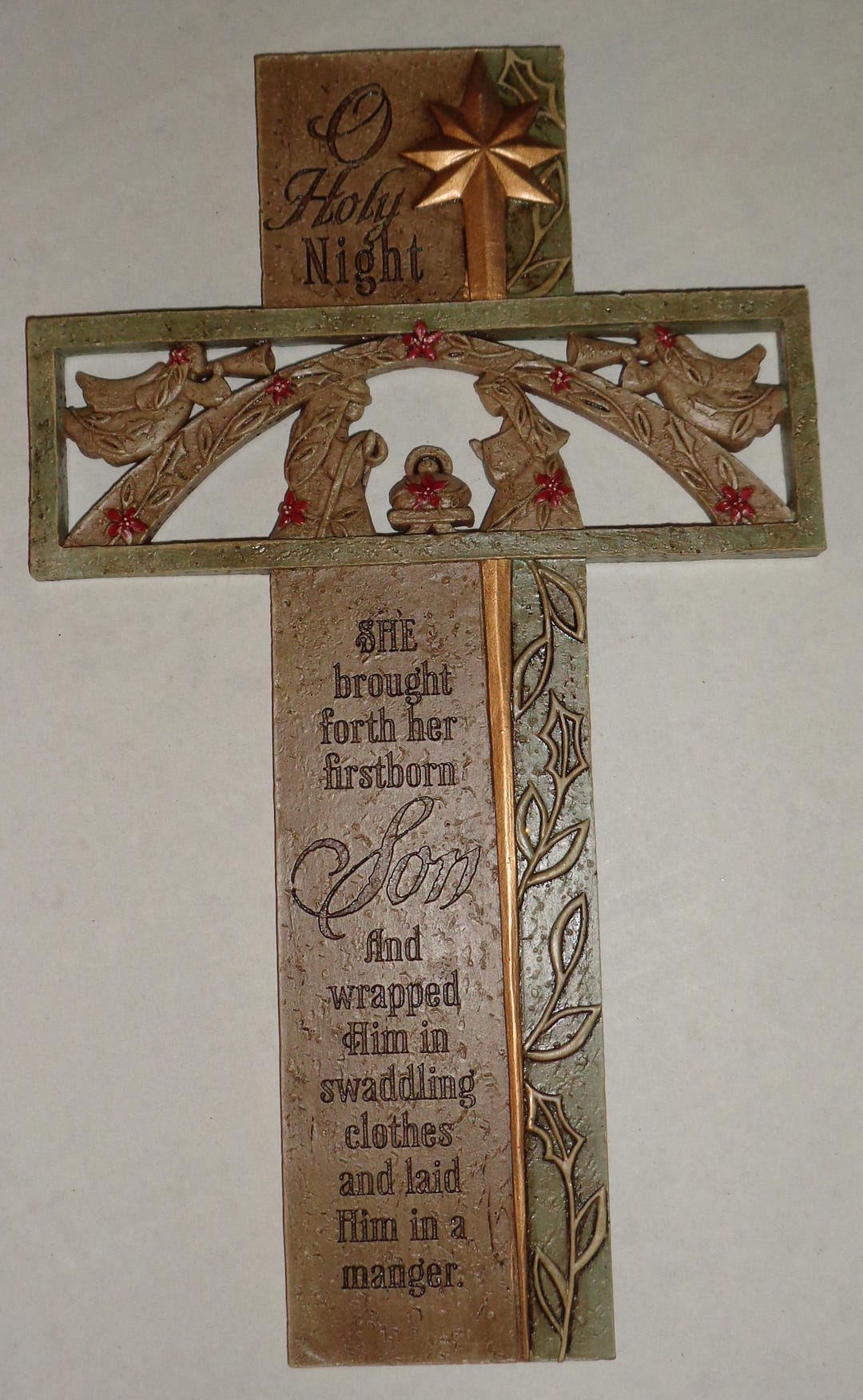 Vintage Christmas Cross Nativity Scene Wall Hanger - Etsy