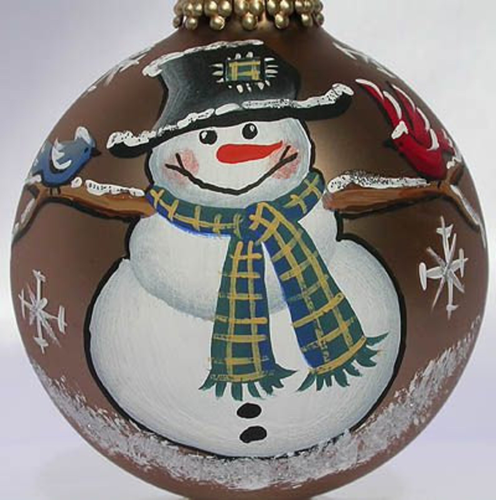 Custom Hand Painted Snowman With Birds Ornament - Etsy