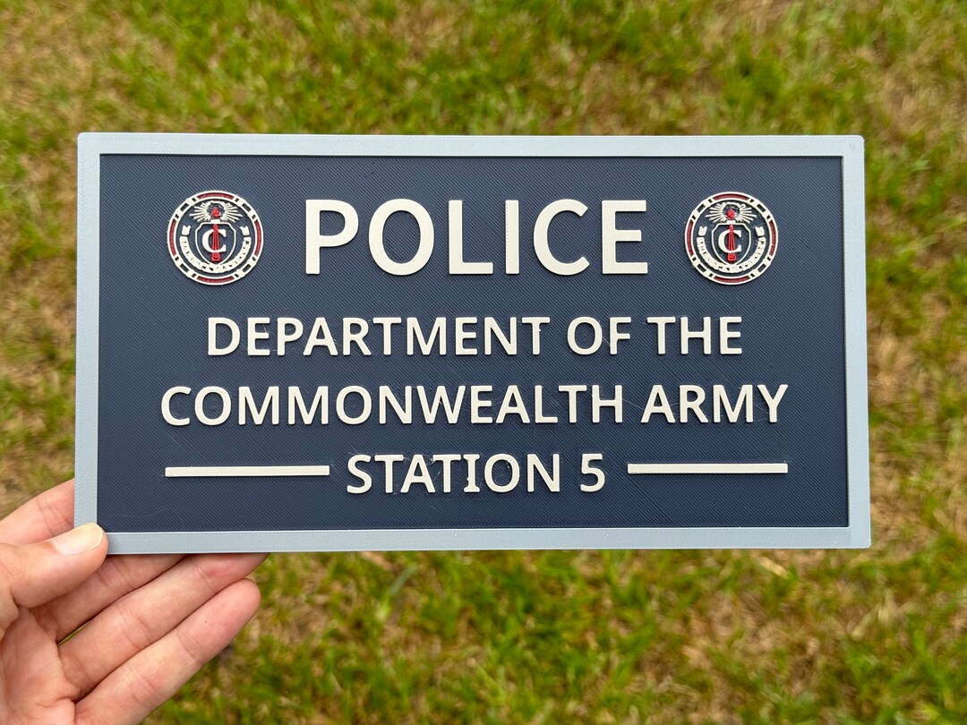 XL Commonwealth Police Army Station Sign the Walking Dead TWD 3D ...