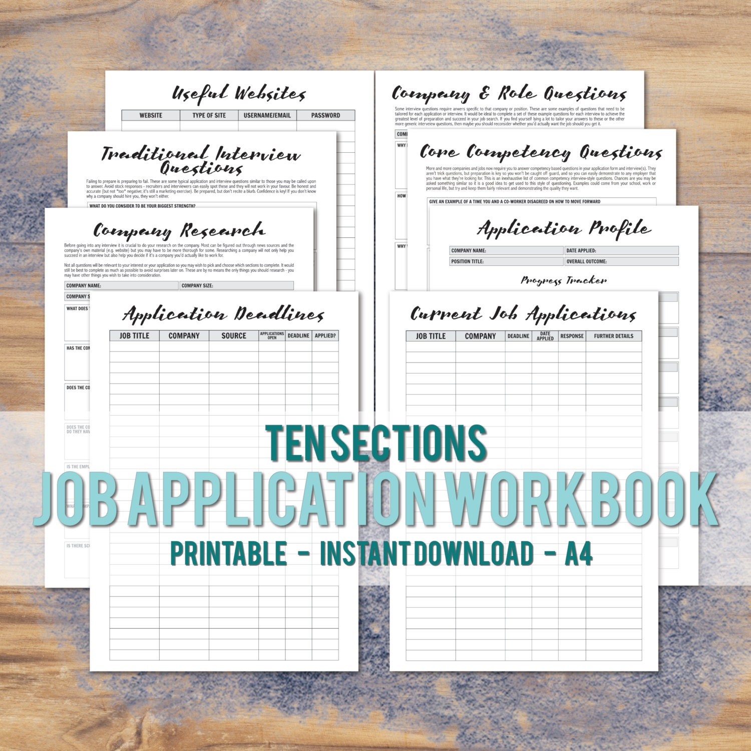 PRINTABLE/DIGITAL A4 Job Application Workbook - Career Planner - Job ...