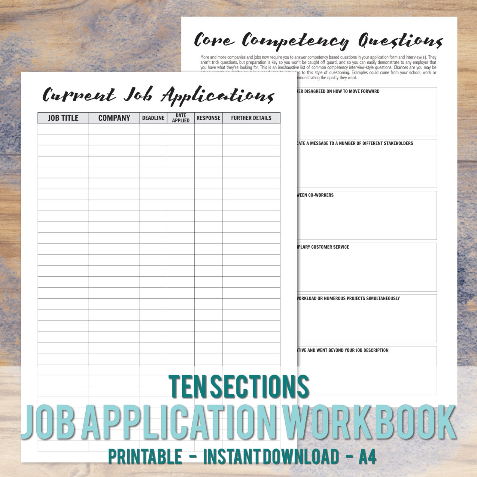 PRINTABLE/DIGITAL A4 Job Application Workbook - Career Planner - Job ...