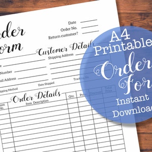 PRINTABLE Black and White A4 Order Form - Business Organisation ...