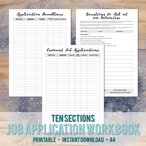 PRINTABLE/DIGITAL A4 Job Application Workbook - Career Planner - Job ...