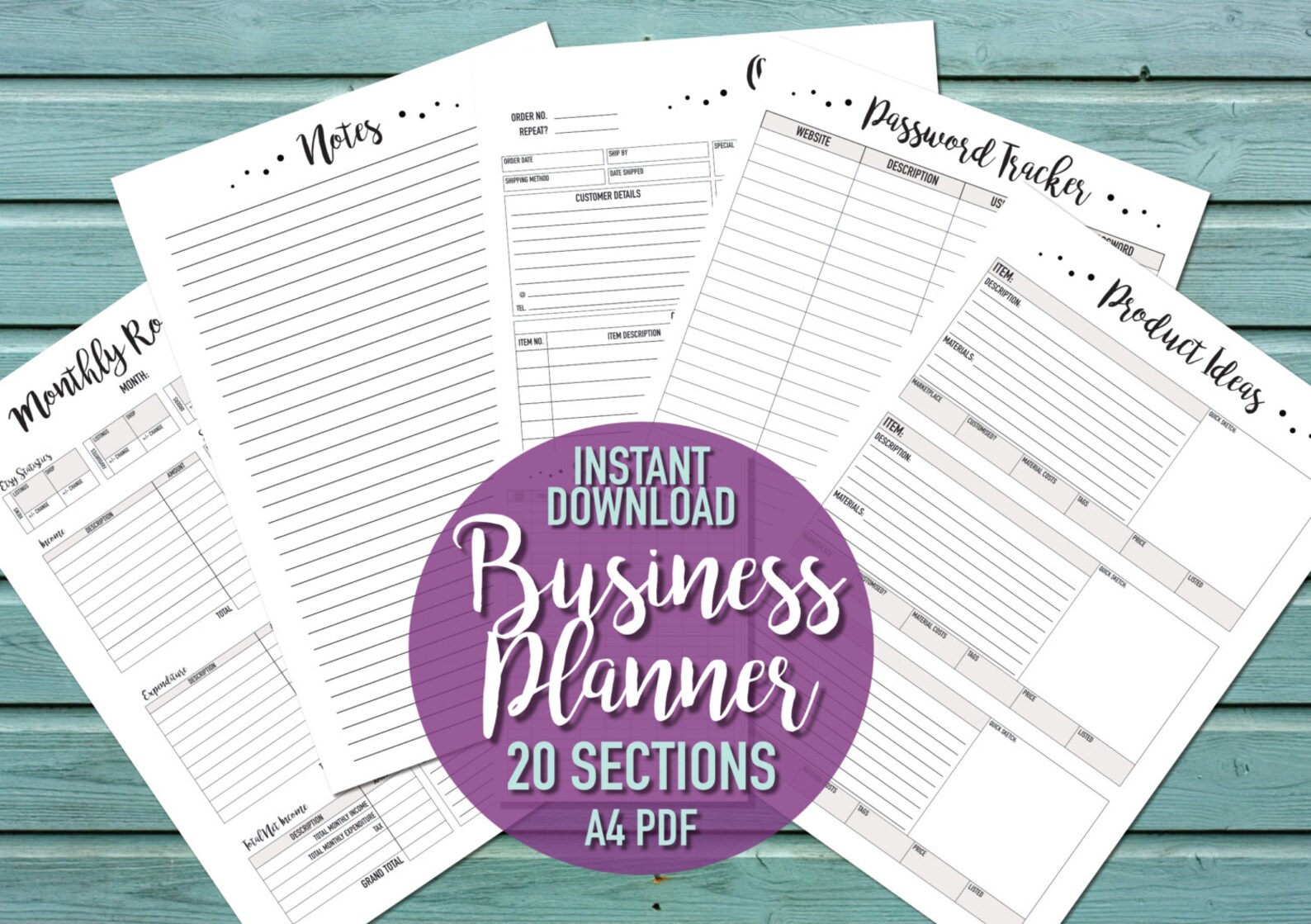 PRINTABLE/DIGITAL A4 Business Planner - 20 Sections - Business ...