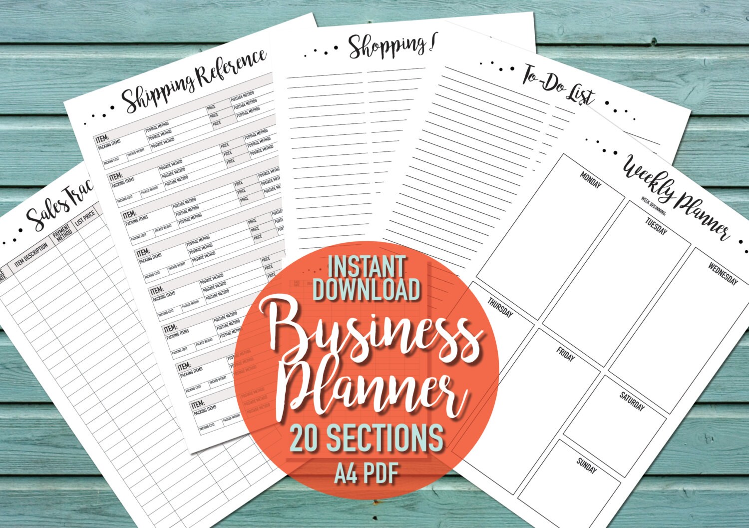 PRINTABLE/DIGITAL A4 Business Planner 20 Sections Business Organisation ...