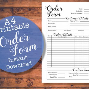 PRINTABLE Black and White A4 Order Form - Business Organisation ...
