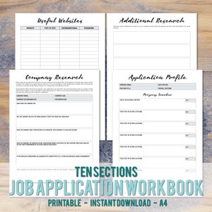 PRINTABLE/DIGITAL A4 Job Application Workbook - Career Planner - Job ...