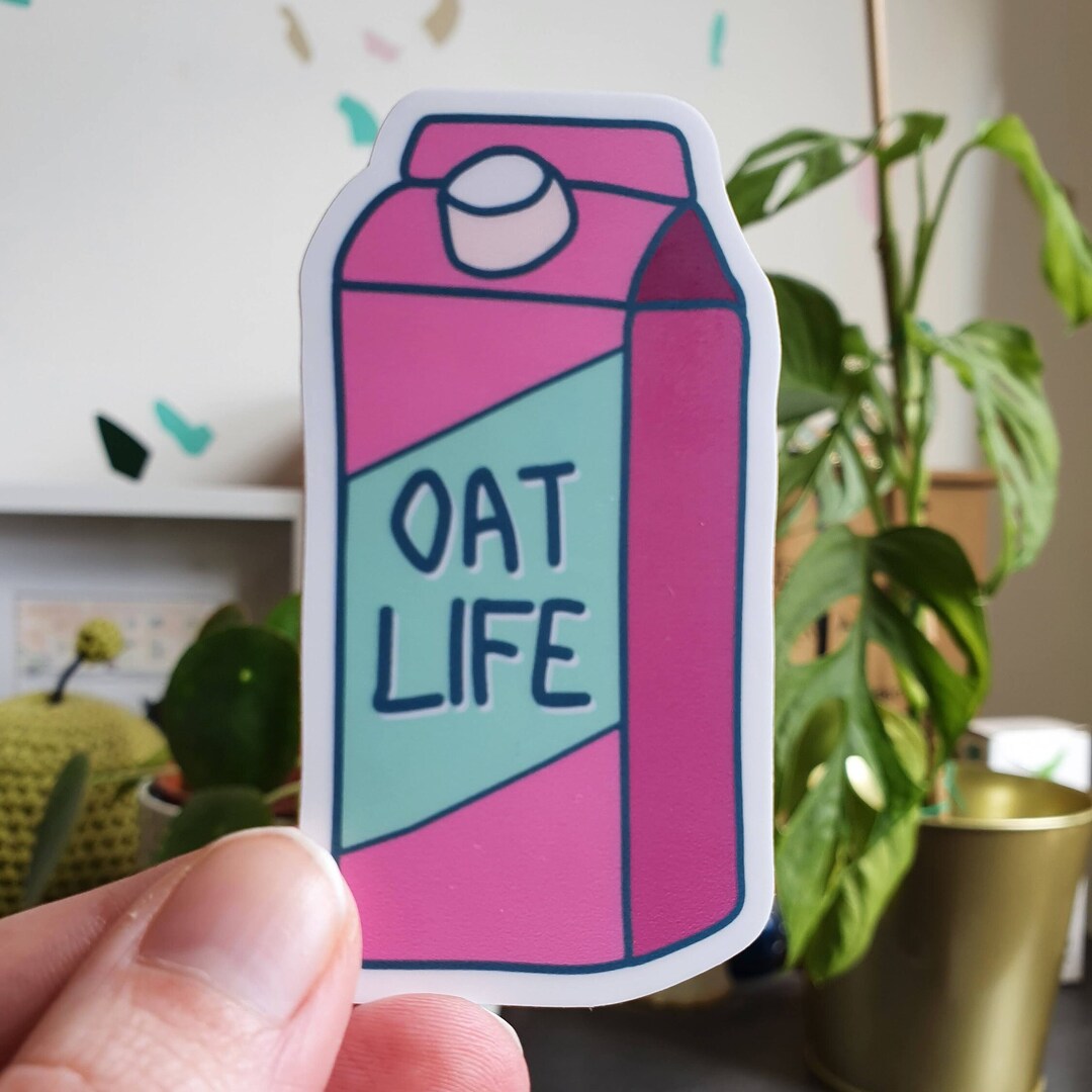 Oat Life Matte Vinyl Sticker Alt Milk Plant Based Sticker Vegan Sticker Matte Vinyl Sticker ...
