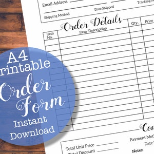 PRINTABLE Black and White A4 Order Form - Business Organisation ...