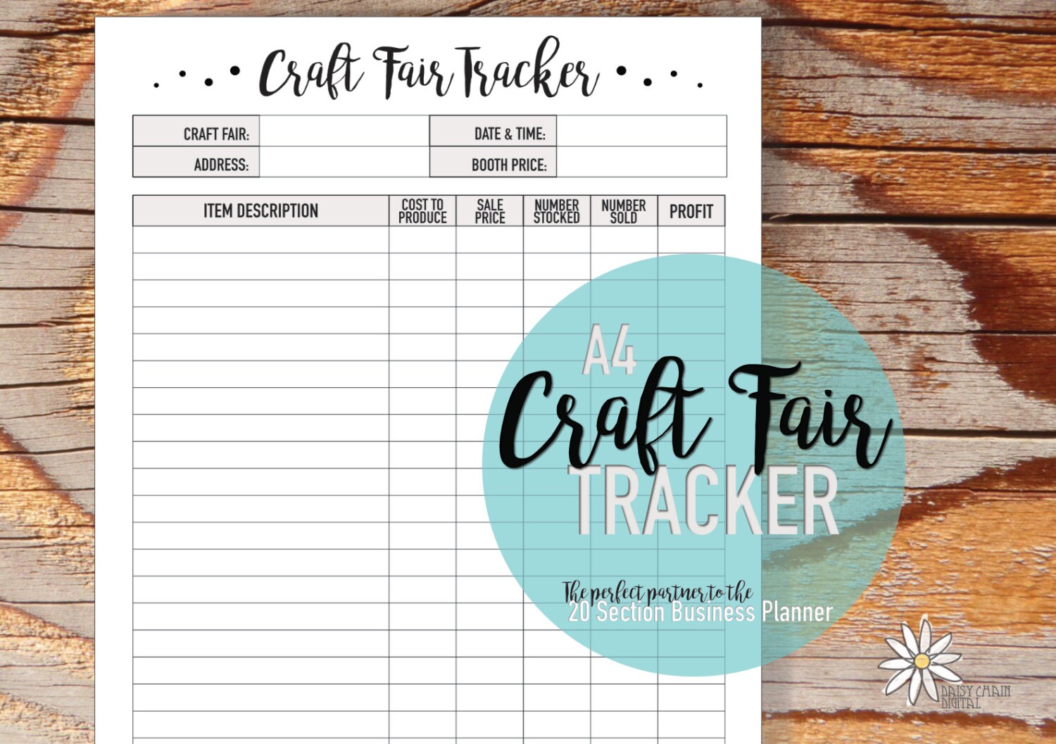 PRINTABLE A4 Craft Fair Tracker - Craft Show Log - Business ...