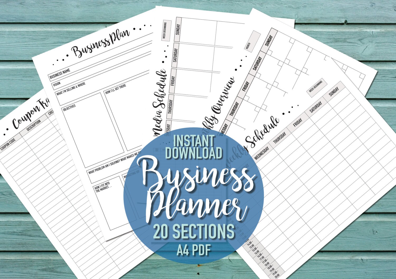 PRINTABLE/DIGITAL A4 Business Planner 20 Sections Business Organisation ...