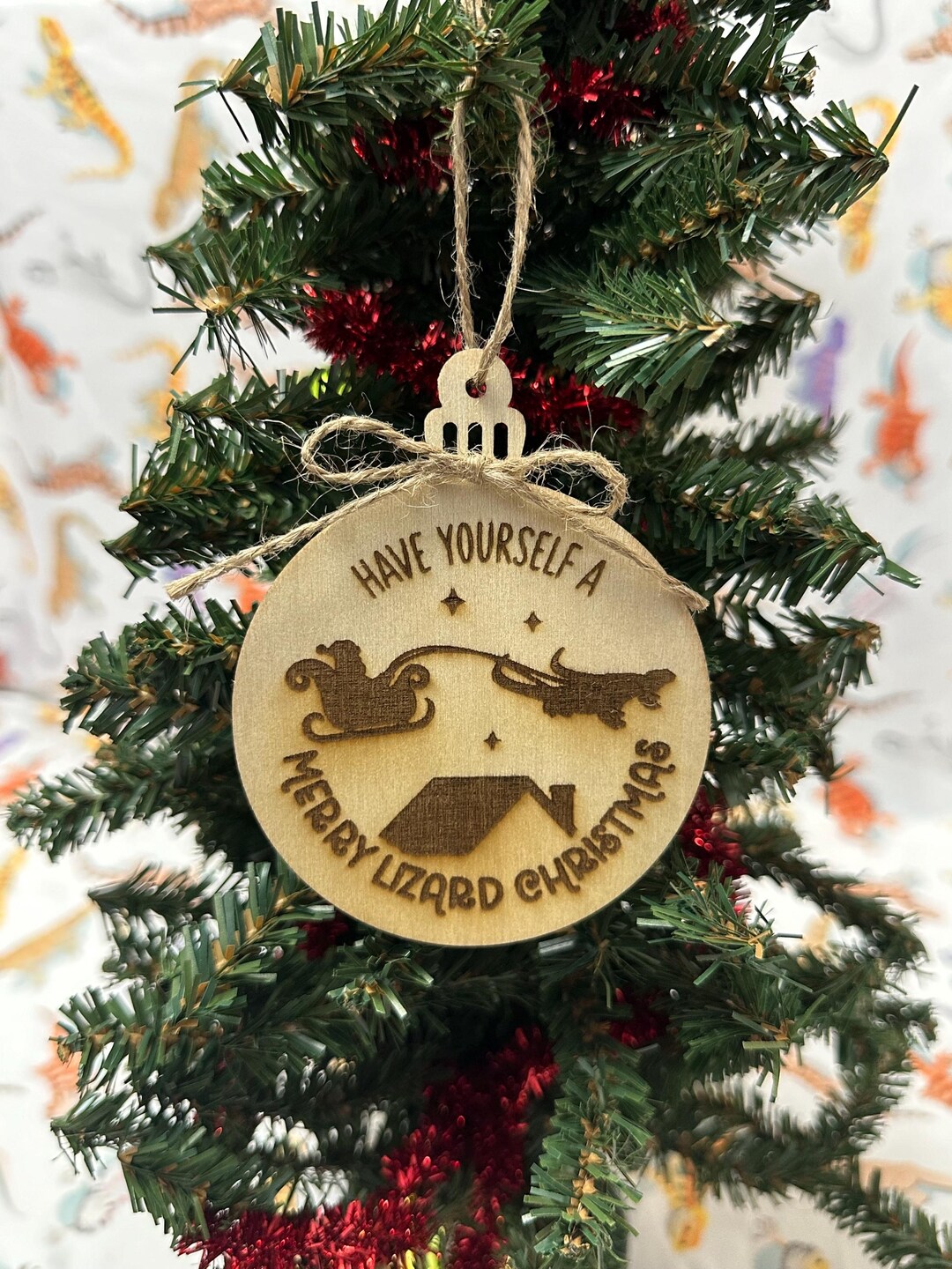 Merry Lizard Christmas Ornament - Etsy