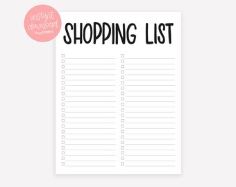 Digital Download Shopping List Printable Store List Shopping List ...