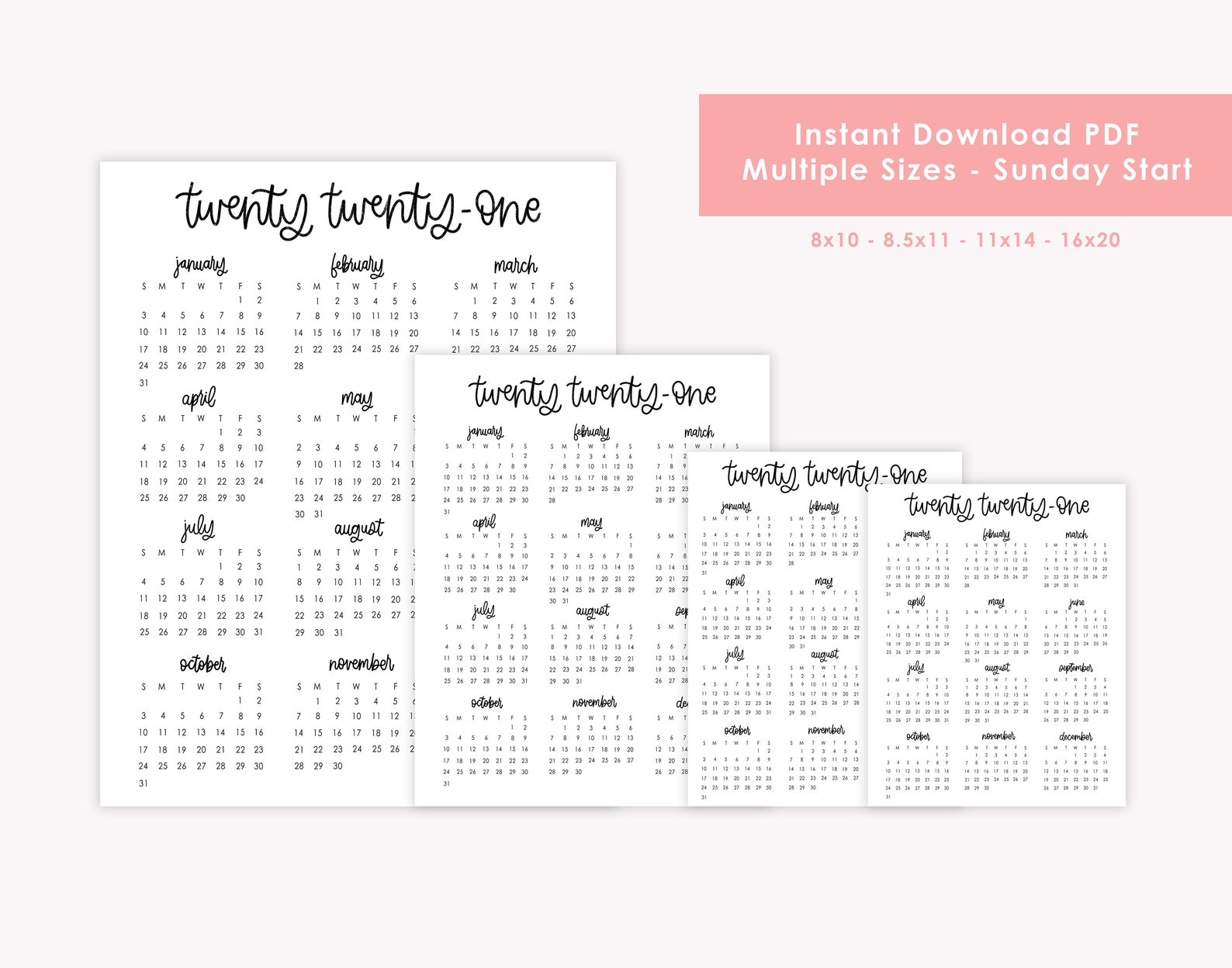 Printable 2021 Full Year Calendar - 2021 Calendar Download ...