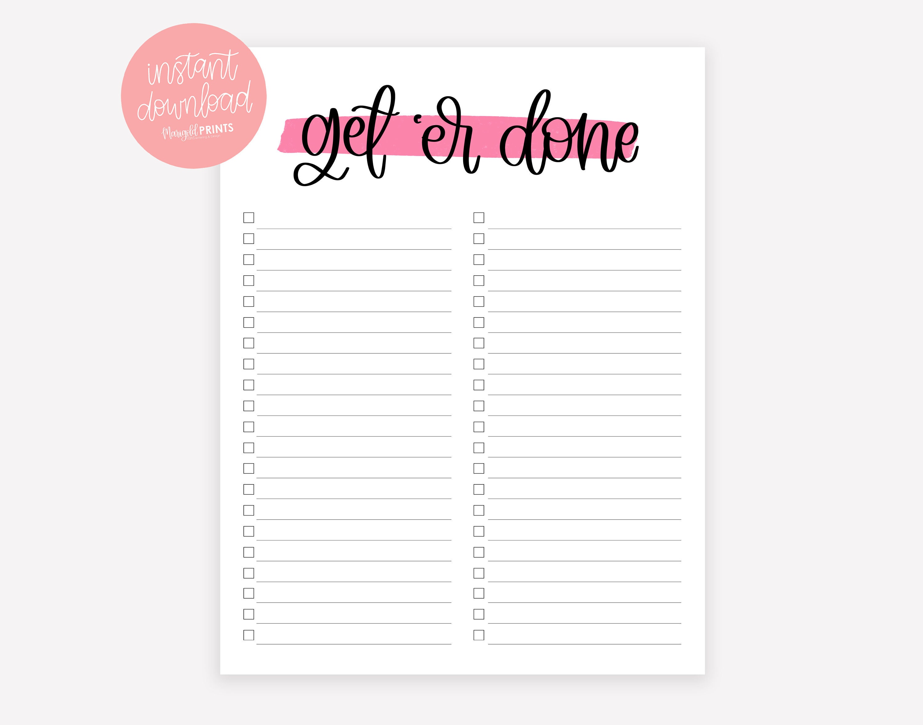 Get it Done Printable To Do List Digital Download | Etsy
