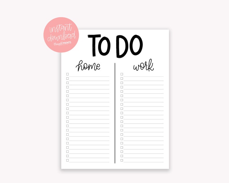 Printable To Do List Home and Work To Do List Digital | Etsy