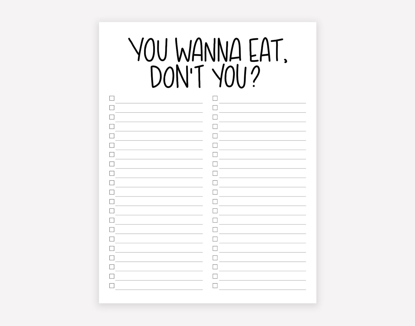 Digital Download Funny Grocery List - Printable Groceries List ...