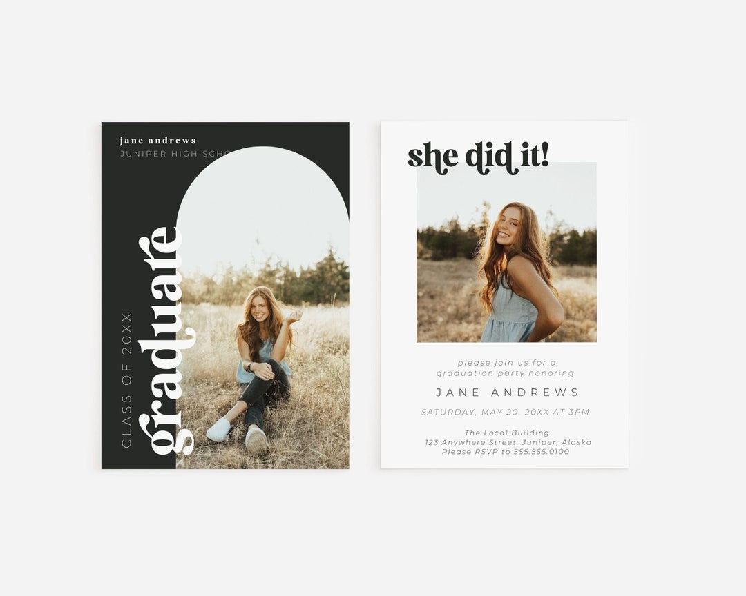 Graduation Party Invitation Template - Graduation Announcement Set ...