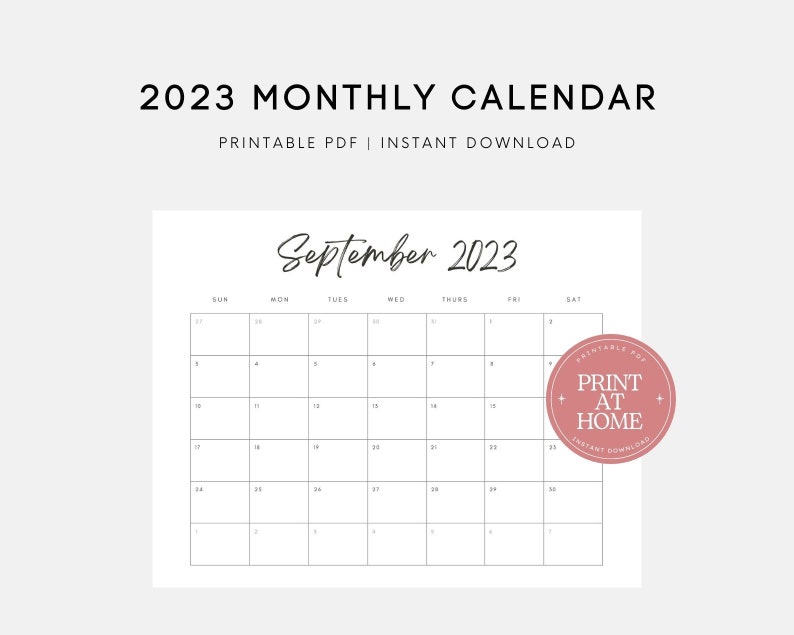 Printable 2023 Calendar - 2023 Calendar Download - Downloadable ...