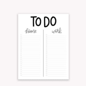 Printable to Do List - Home and Work to Do List - Digital Download ...
