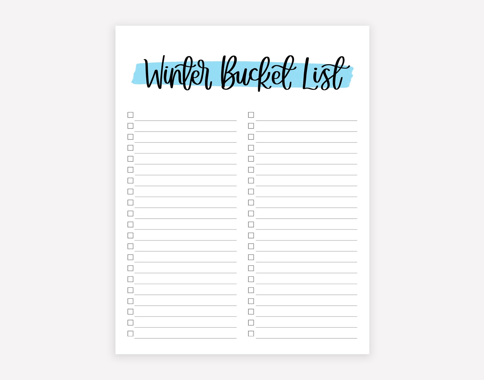 Winter Bucket List - Digital Download - Downloadable Print - Winter to ...