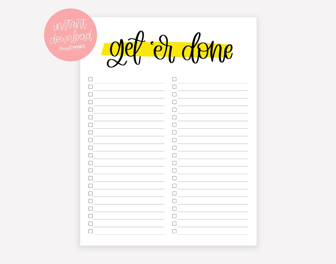 Get It Done Printable to Do List Digital Download Printable List to Do ...