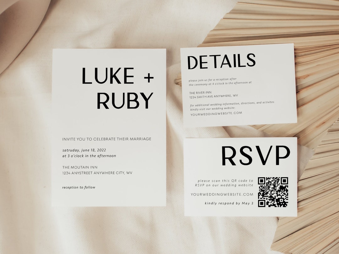 RUBY | Wedding Invitation - Minimal Wedding Invitation - Digital ...