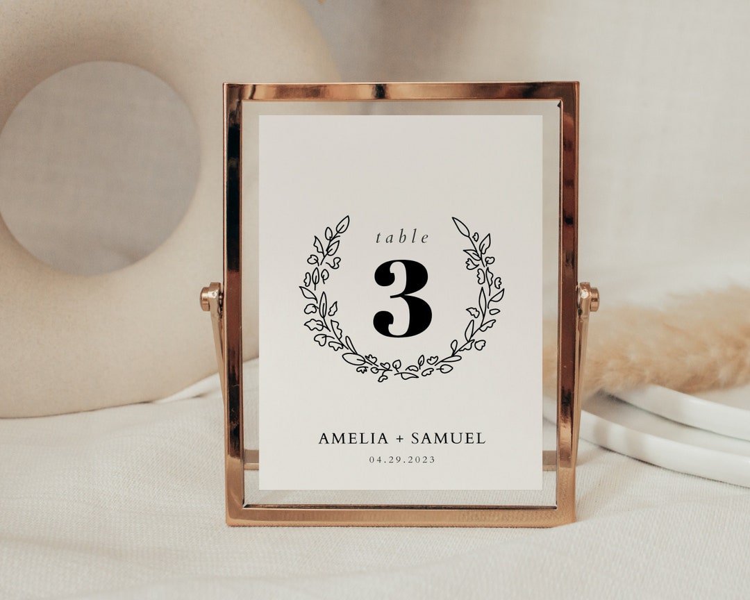 Wedding Table Number Template - Table Number Card Design - Elegant ...