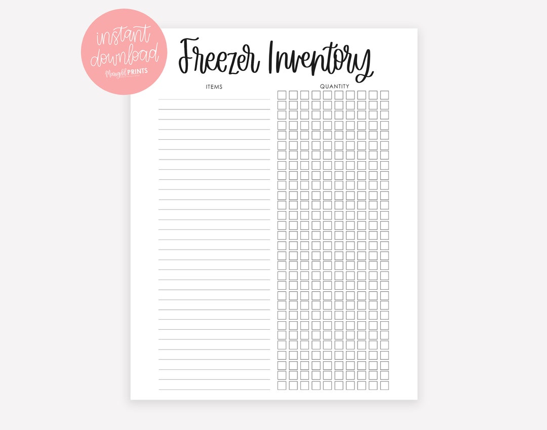 Instant Download - Freezer Inventory - Freezer List - Freezer Inventory ...