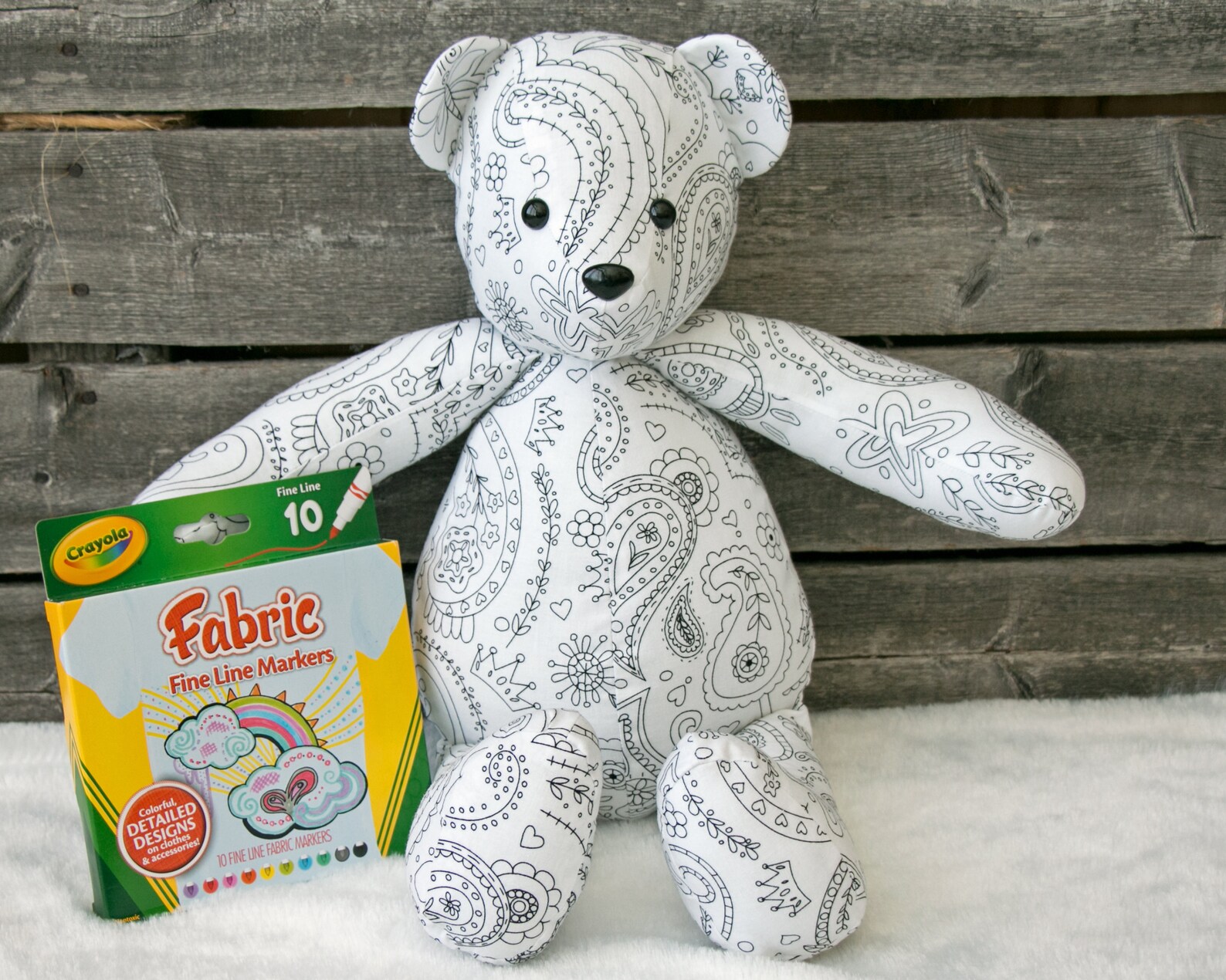 Color Your Own Custom Teddy Bear Color Me Fabric 18 | Etsy
