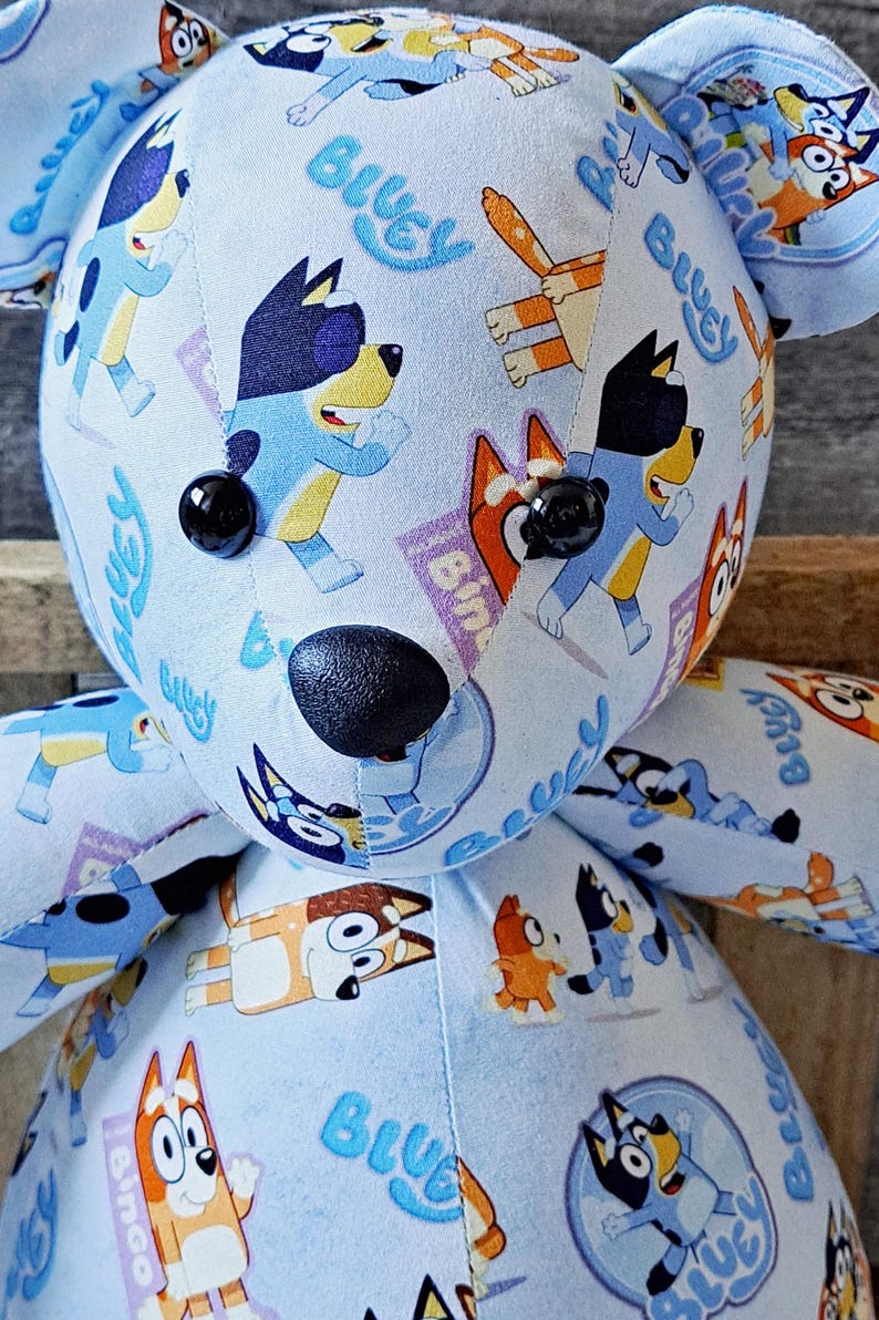 Bluey Characters Teddy Bear, Novelty Stuffed Animal, Handmade One of a ...