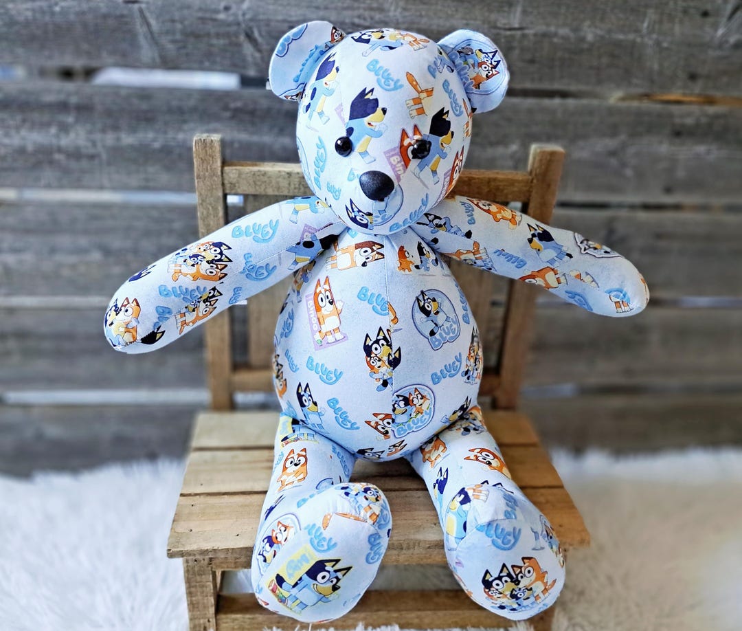 Bluey Characters Teddy Bear, Novelty Stuffed Animal, Handmade One of a ...
