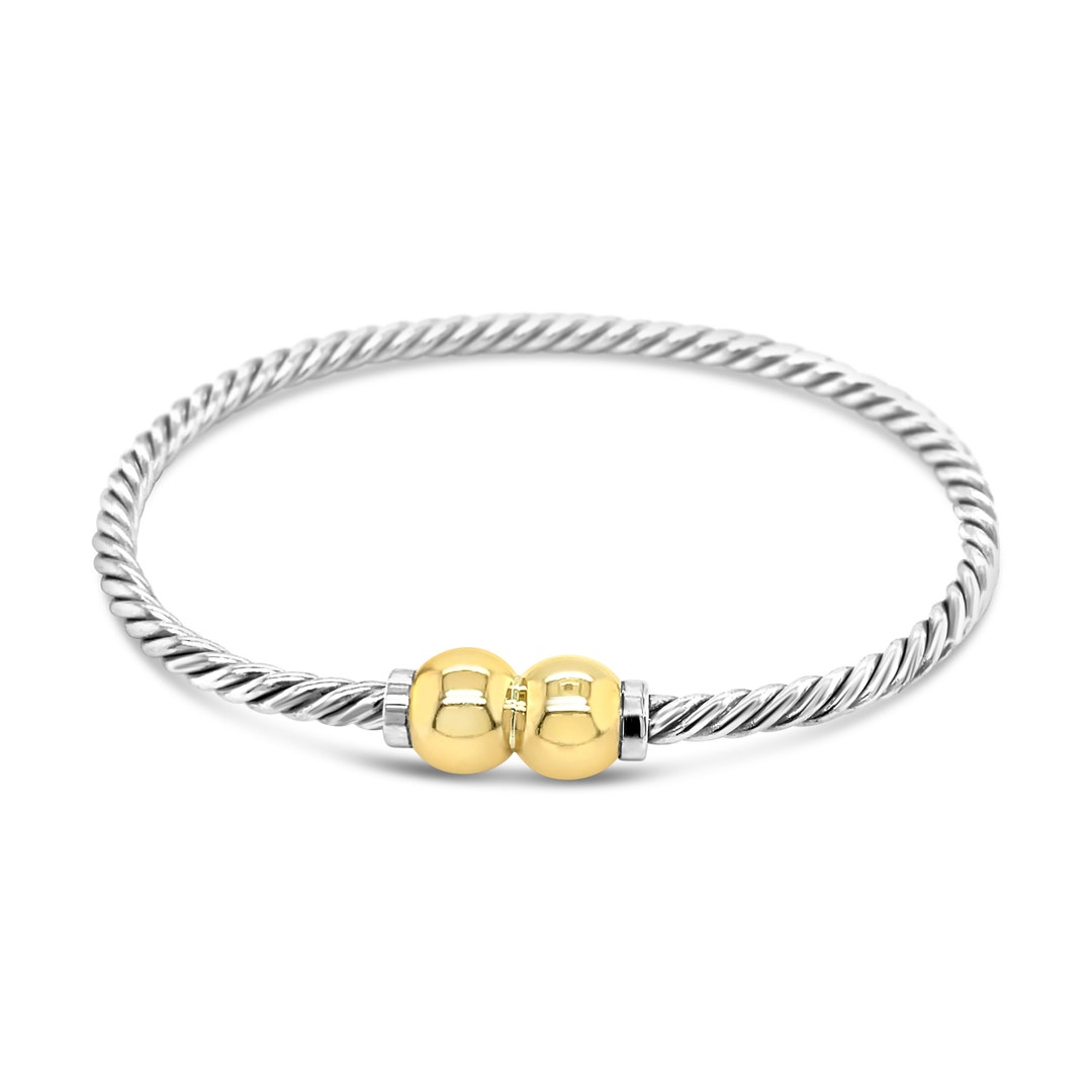 Made on Cape Cod. Bracelet With Two 14K Gold Balls and Twisted Sterling ...