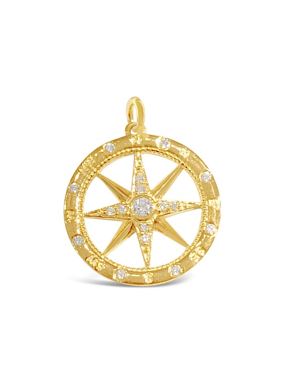 14k Yellow Gold/diamond Compass. Handmade by Michaels Custom - Etsy