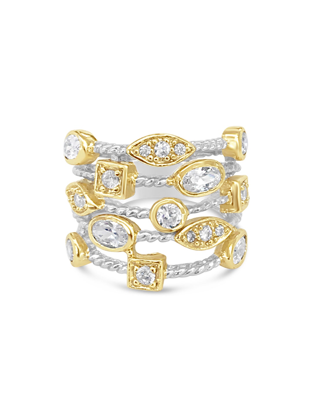 Sterling Silver Ring W Italian CZ Crystals - Etsy