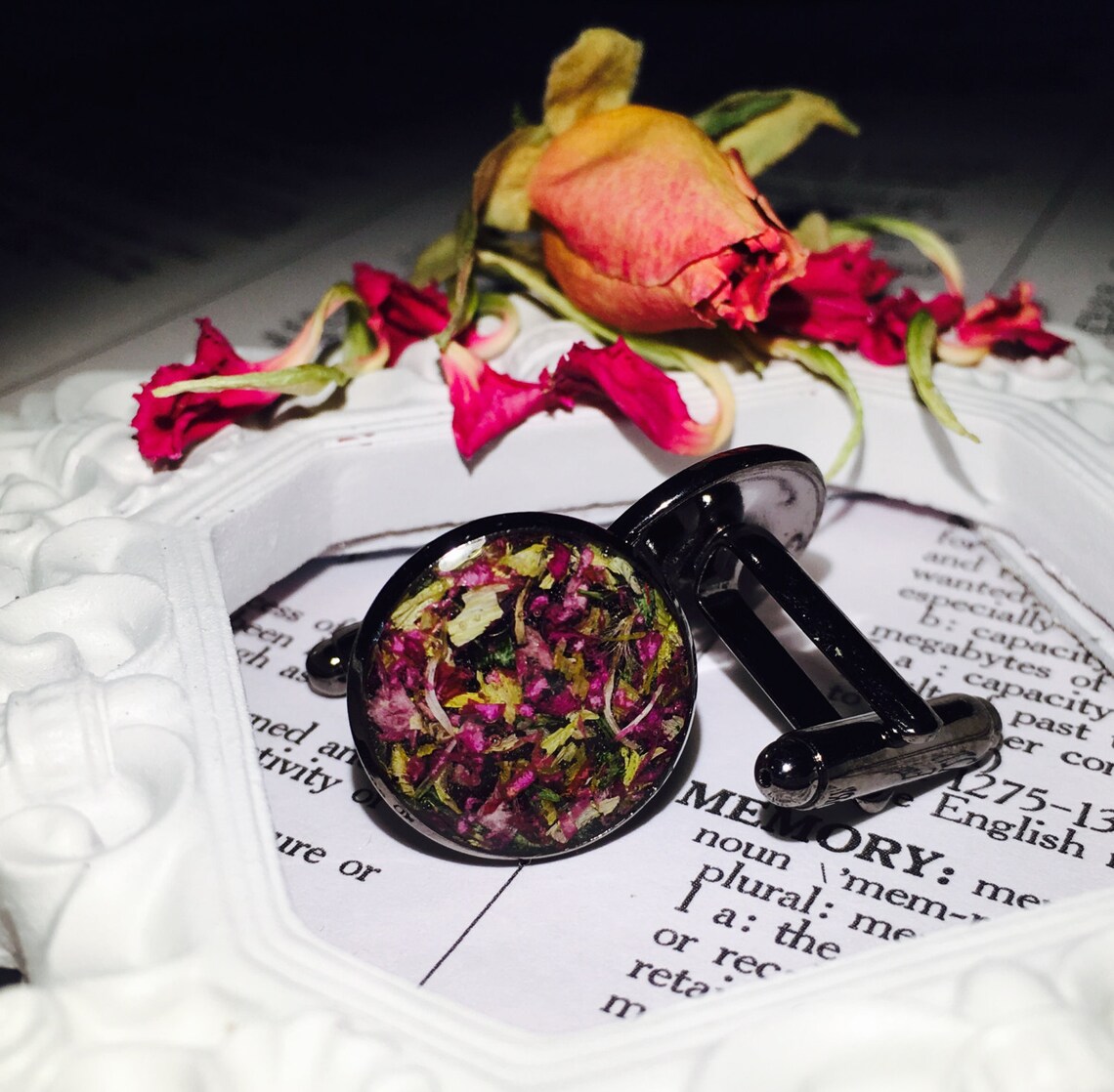 Custom Dried Flower Memory Cuff Links Funeral Flowers - Etsy