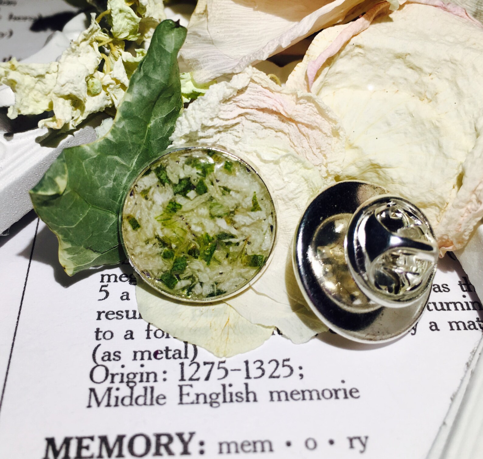 Tie Tack, Tie Pin, Memorial, Dried Flower, Lapel Pin, From Funeral ...