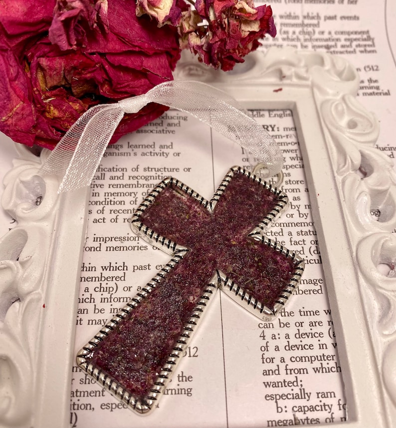 Memorial Flower Funeral Flower Keepsake Cross Ornament or - Etsy