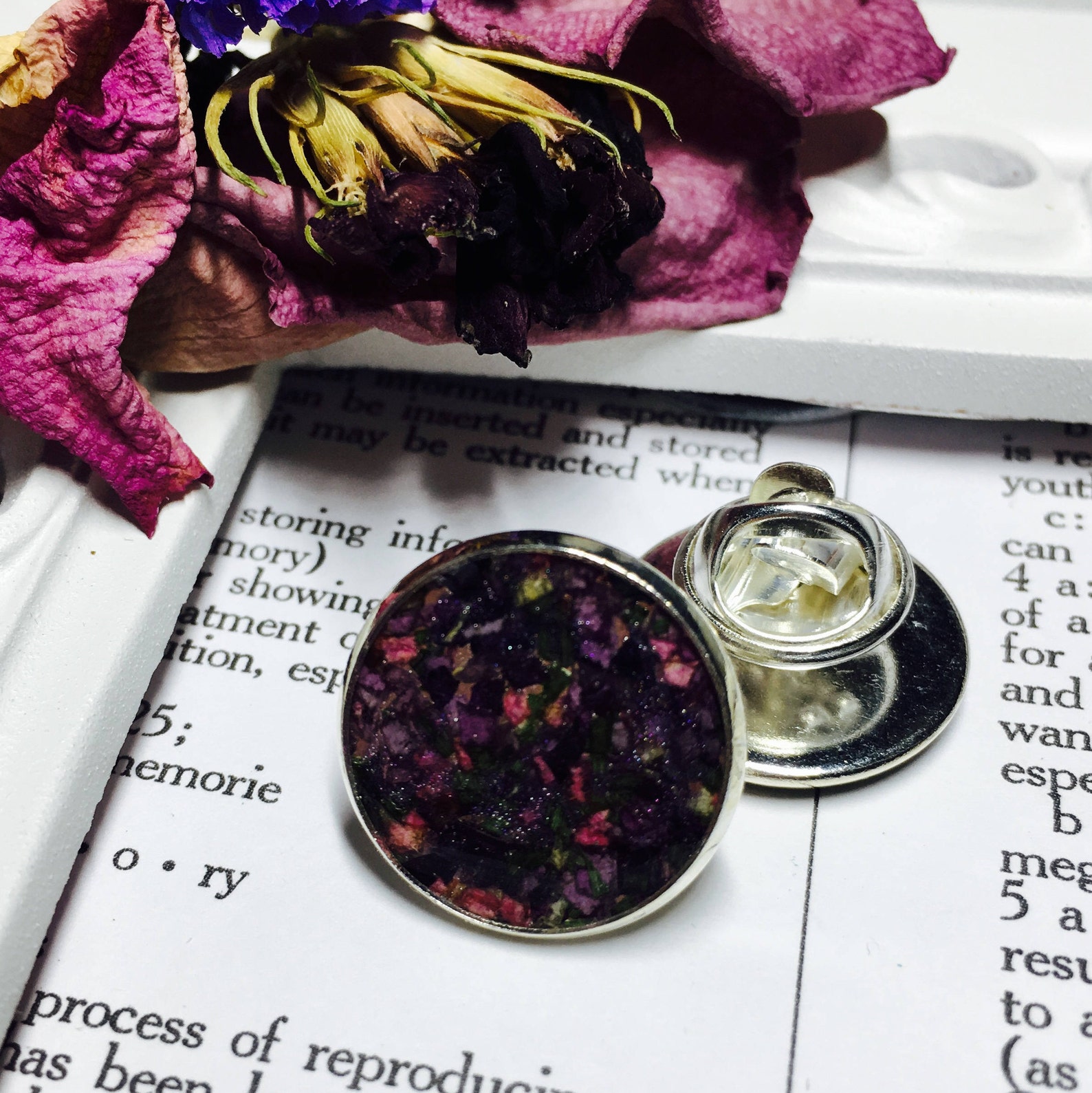 Tie Tack, Tie Pin, Memorial, Dried Flower, Lapel Pin, From Funeral ...