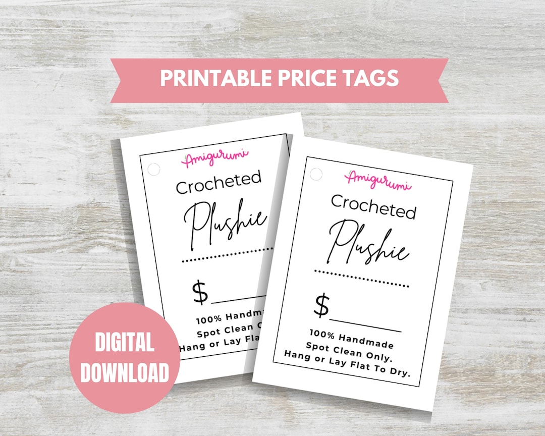Amigurumi Crochet Product Price Tags PDF Printable Tags Printable ...